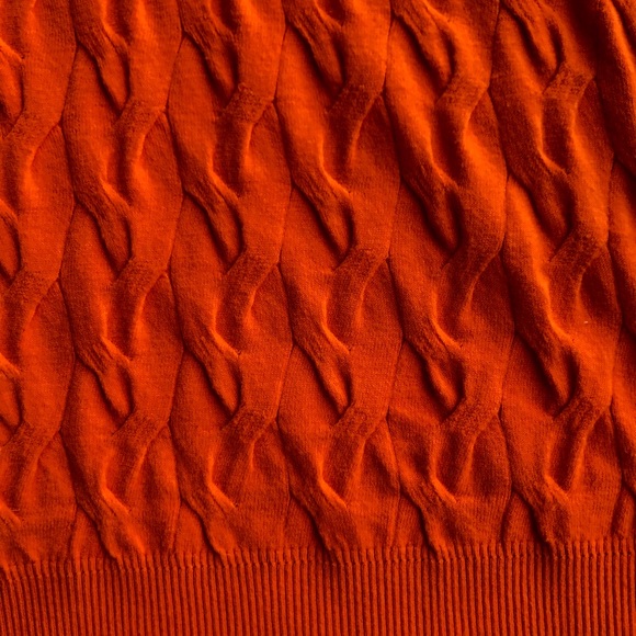 Milly | Dresses | Milly Orange Cable Knit Chain Belted Sweater Dress ...